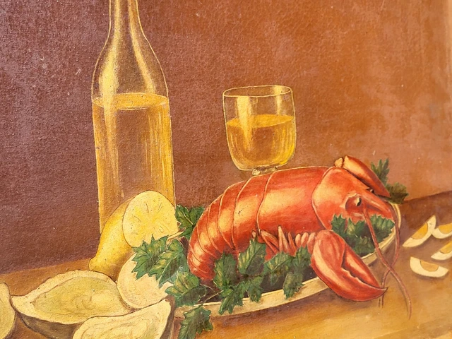 BOURREL SIGNED PAINTING. Still Life In Lobster. Oil painting on canvas ...