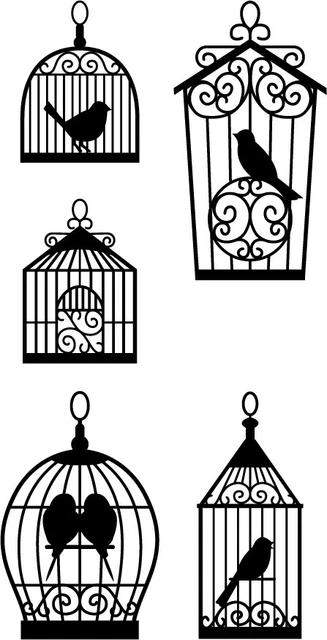 DXF SVG File CNC Router Plasma Laser Cut - Bird in Cage Wall Art -Ready ...