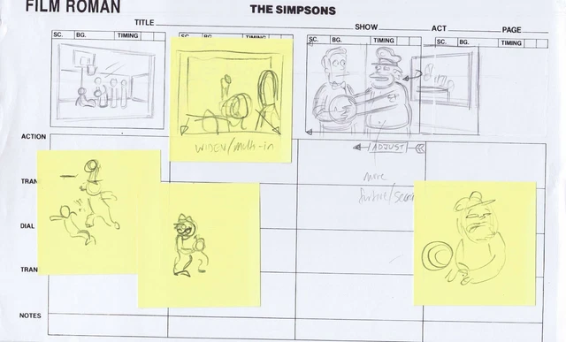 SIMPSONS FILM ROMAN Storyboard Original Art w/COA Animation Production ...