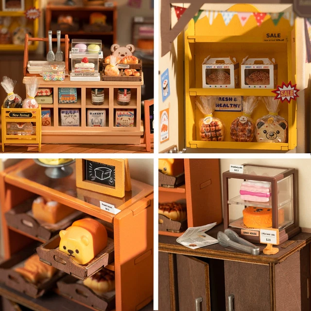 ROLIFE DIY MINIATURE Doll House Kit, Build Becka's Bakery Diorama House ...