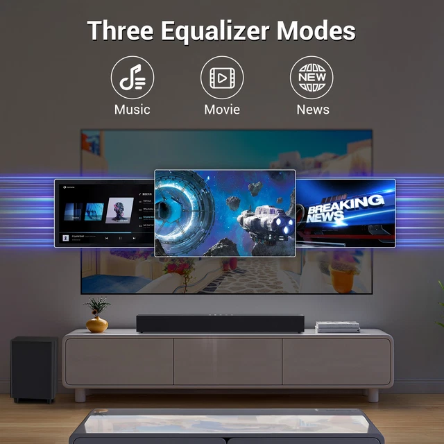 SOUNDBAR WITH SUBWOOFER for TV Home Theater Surround Sound System with ...