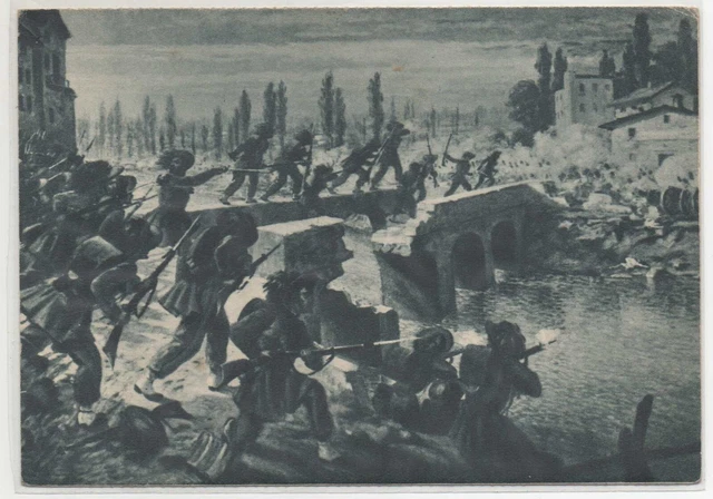 CARTOLINA MILITARE: BATTESIMO DI FUOCO DEI BERSAGLIERI AL PONTE DI ...