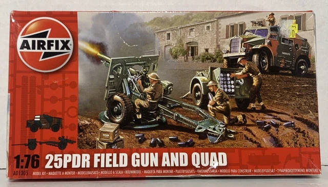 AIRFIX A01305 1:76 Scale 25PDR Field Gun and Quad Plastic Model Kit ...