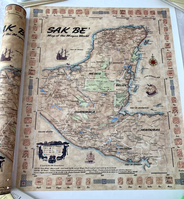 MAP OF THE Mayans World Rare SAK BE still in art tube 1999 Correo del ...