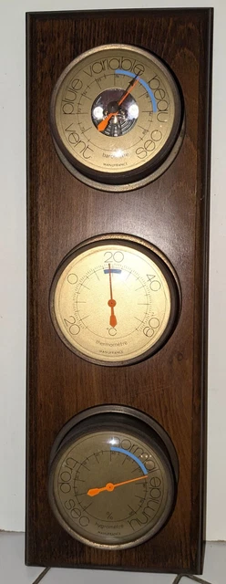 STATION MÉTÉO BOIS et laiton Manufrance - Baromètre/Hygromètre/Thermomètre EUR 65,00 - PicClick FR