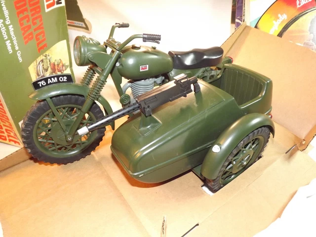 VINTAGE ORIGINAL ACTION Man Motorcycle and Sidecar and Machine gun ...