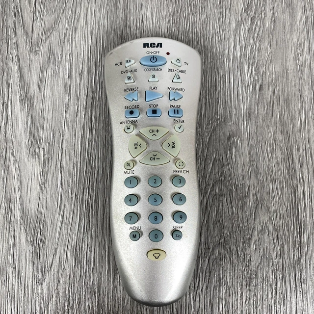 OEM RCA UNIVERSAL TV DVD VCR CBL Remote Control Model RCU410BL Silver ...