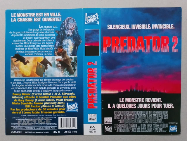 JAQUETTE VHS - Predator 2 - Vhs Sleeve - Danny Glover EUR 5,00 - PicClick IT