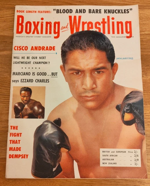 MAGAZINE - BOXING And Wrestling Jan 1955 Cisco Andrade Marciano Ezzard ...
