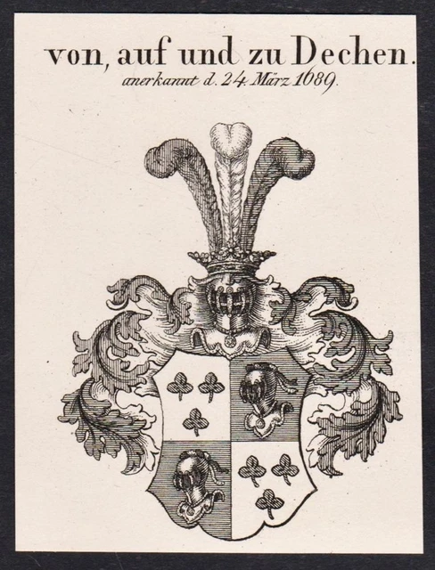DECHEN ARMOIRIES COAT Of Arms Héraldique Heraldry Genealogie Gravure ...