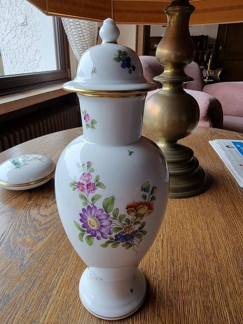 AUGARTEN WIEN VASE mit Deckel 31 cm hoch - Blumendekor - wie neu 575 ...