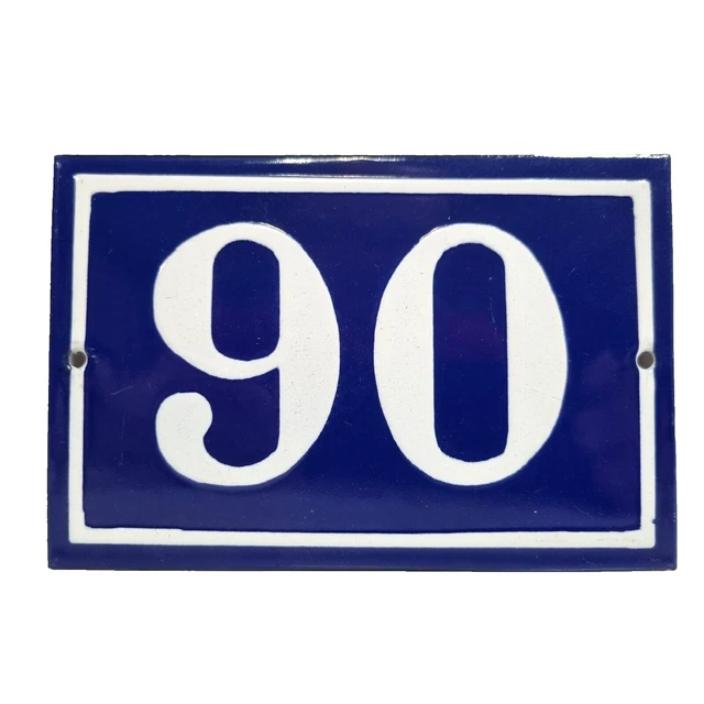 VINTAGE FRENCH BLUE house address number enamel sign plaque 90 Paris ...