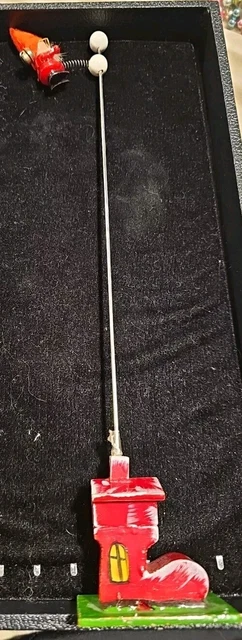 VTG WOODEN SANTA Elf Spring Bouncing Down Pole to Chimney Gravity ...