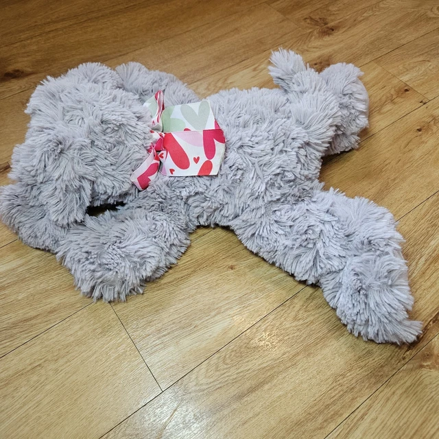 SAINSBURYS SCRUFFY GREY Dog Plush Soft Toy Puppy Pup Bow Tie Comforter ...