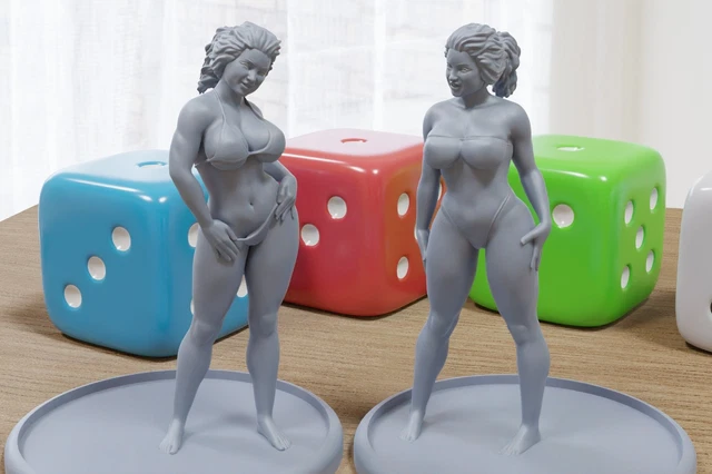 Bikini Twins Sexy Pin Up 3d Printed Minifigures For Fantasy Miniature Tabletop Eur 5 72