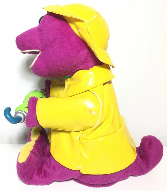 BARNEY PLUSH SINGING Raindrops Raincoat Umbrella Singing In The Rain ...