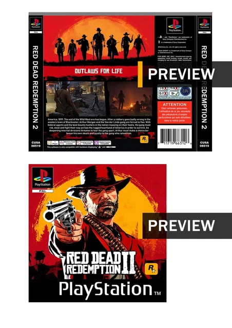 RED DEAD REDEMPTION 2 - PlayStation PS1 Style Custom Inlay Covers Front ...