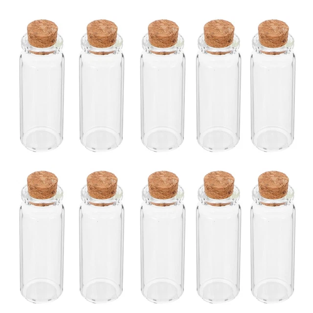 24 PCS CLEAR Glass Mini Bottles Glitter Powder Dispenser with Stopper ...
