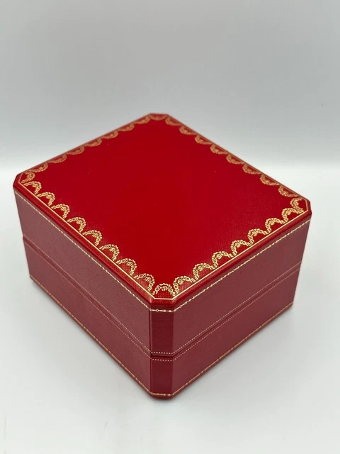 VINTAGE ORIGINE CARTIER Boîte à montre rouge coffret bois cuir Livret ...