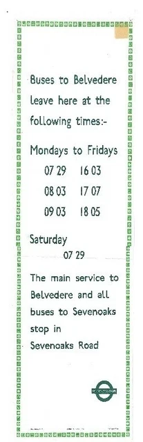 LONDON TRANSPORT BUSES Eynsford S.R. Station double-depth stop poster ...