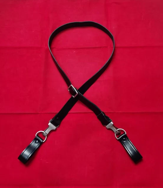 REPRO WWII WW2 German Army Officer Black Leather Cross Strap Shoulder Strap £33.04 - PicClick UK