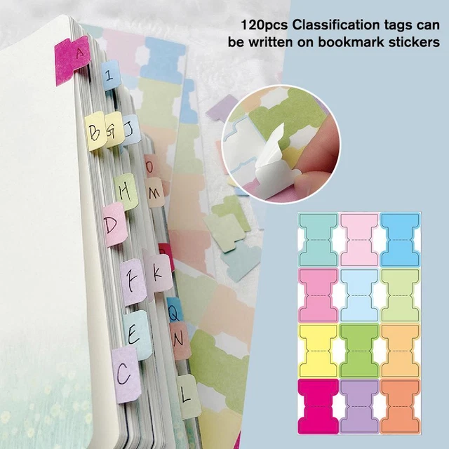 120PCS LABEL STICKER Writable Book Pages Markers Tab Flags File Tabs ...