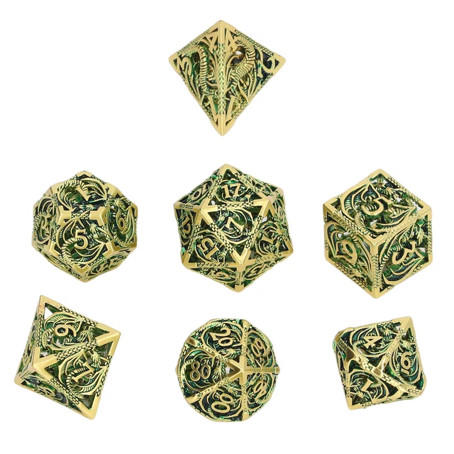 (GRÜN) DND WÜRFEL-SET 7-teiliges Metall-Polyeder-Würfel-Set Mit EUR 18 ...