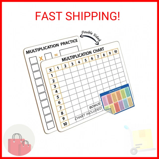 MULTIPLICATION CHART WHITEBOARD 9 x 12 Double Sided Times Table Math ...