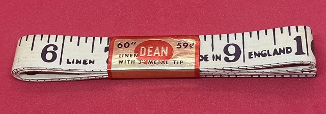 VINTAGE ANTIQUE DEAN Glazed Linen Tape Measure 60” Inches Brass End New ...