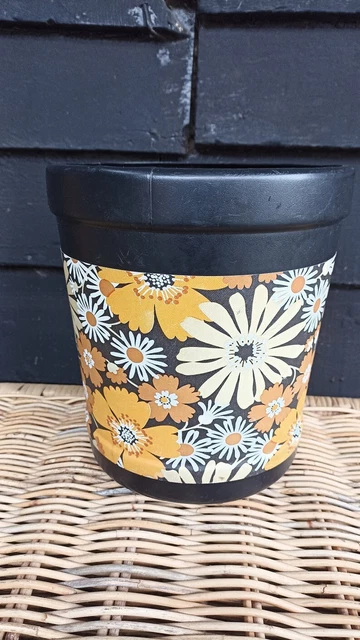 VINTAGE RETRO 1960S 1970s Plastic Waste Paper Bin Floral £15.00 ...