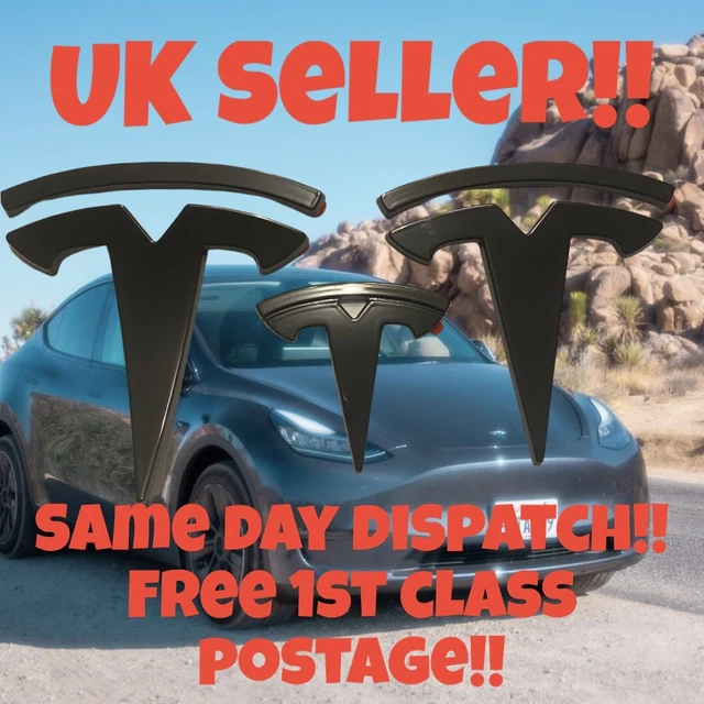 TESLA BADGE OVERLAYS For model Y Red Set Of 3 De-Crome EV Decal Badges ...