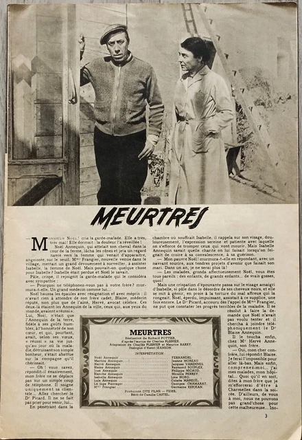 CINÉ-ROMAN/MEURTRES/RICHARD POTTIER/FERNANDEL/JEANNE MOREAU/RAYMOND ...