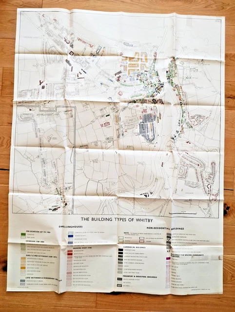 VERY LARGE 1958 Map of The Building Types of Whitby, Yorkshire £29.99 ...