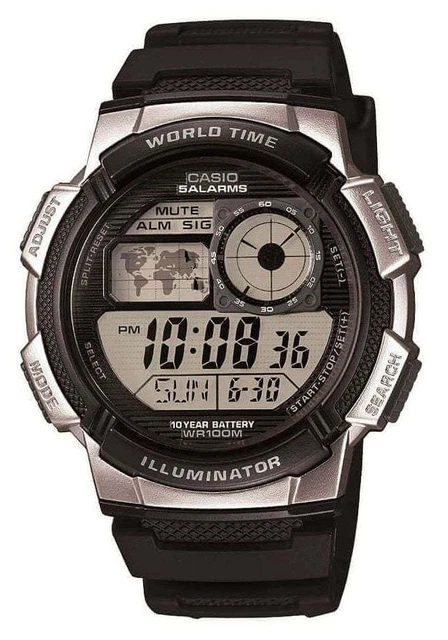 CASIO WORLD TIME Digital Dial / Black Resin Strap AE-1000W-1A2VEF Watch ...
