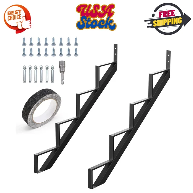 STEEL STAIR STEP Riser -4 Step for Deck Height 34.7 Inches Metal Stair ...
