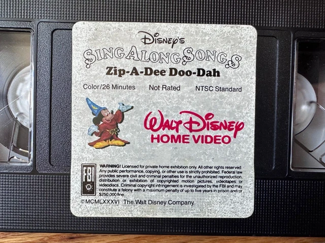 VINTAGE DISNEY'S SING Along Songs VHS - ZIP-A-DEE-DOO-DAH £13.48 ...
