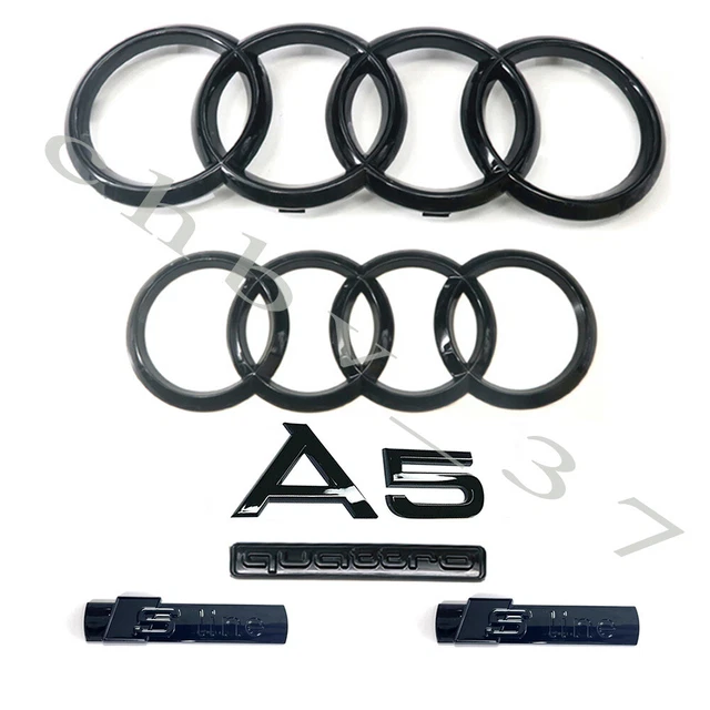 2020+ AUDI A5 Sportback Emblem full Gloss Black Rings Rear Quattro ...