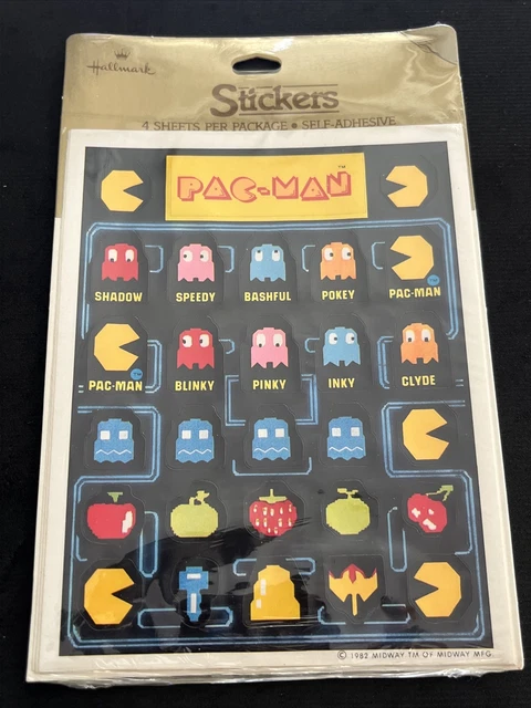 NEW VINTAGE 80’S Hallmark PAC-MAN Sticker Sheets $29.99 - PicClick