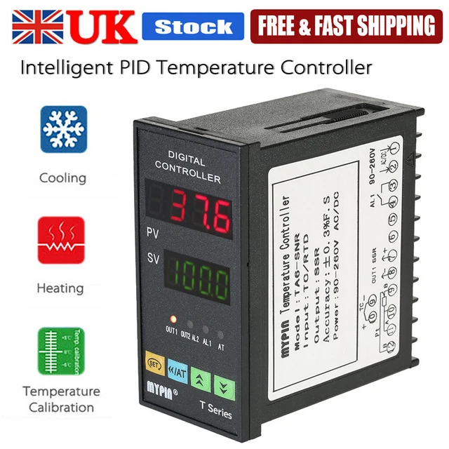 DIGITAL PID TEMPERATURE Controller Dual 4 LED PID Thermostat TC/RTD 90 ...