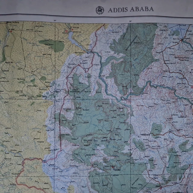 VINTAGE USA ARMY corps Military map Addis Ababa War office edition 1967 ...