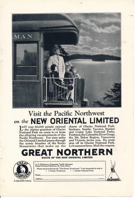 MAGAZINE AD - 1928 - Great Northern Railroad - Oriental Limited £7.79 ...
