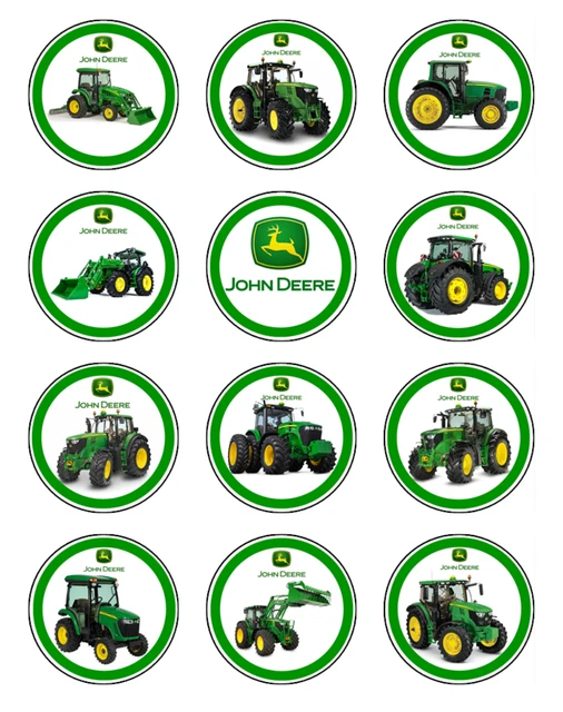 JOHN DEERE TRACTOR Cupcake Toppers Edible Icing Birthday Cake ...