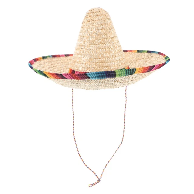 MEXICAN SOMBRERO HAT With Trim Diameter 43 cm Large Straw Sombrero Hat ...