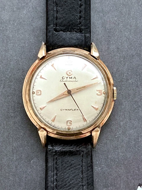 CYMA AUTOMATIC CYMAFLEX 9 ct. Gold Triple Signed Vintage Wristwatch £ ...