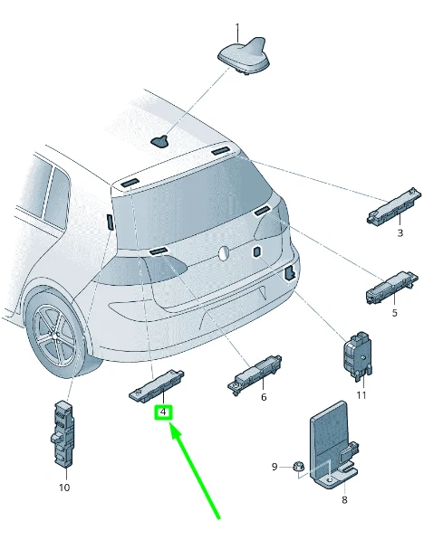 VW GOLF 5G MK7 Rear Left Lid Upper Antenna Amplifier 5G6035577A NEW ...