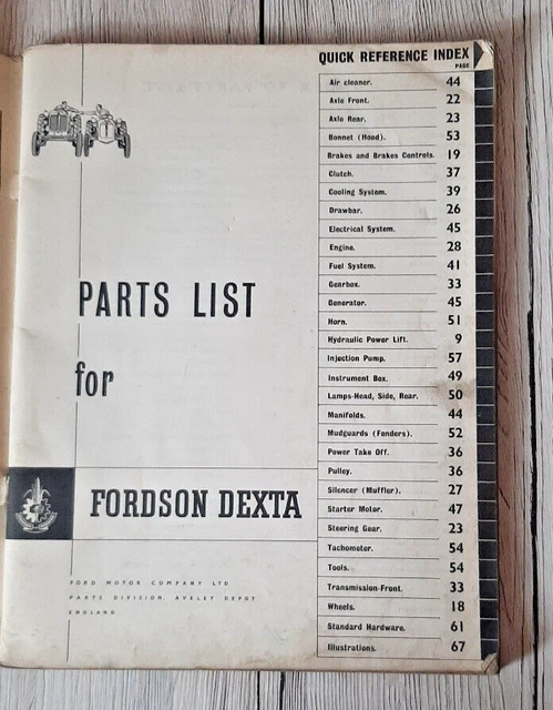 ORIGINAL PARTS LIST Fordson Dexta 1957 EUR 49,00 - PicClick DE