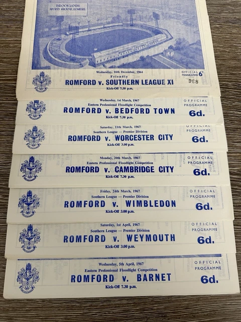 ROMFORD 1960 'S Onwards Football Programme Job Lot Rare 7 Programmes £8 ...