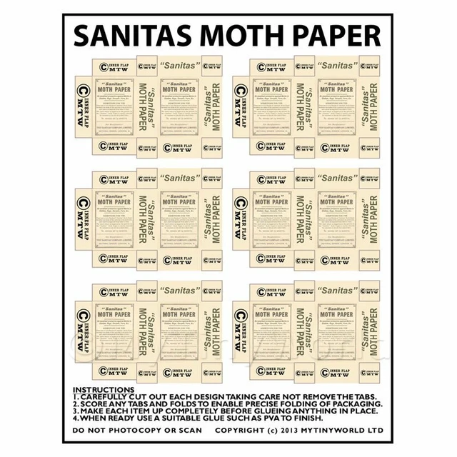 MAISON DE POUPÉES Miniature Feuille De 6 Sanitas Mite Papier Boîtes EUR ...