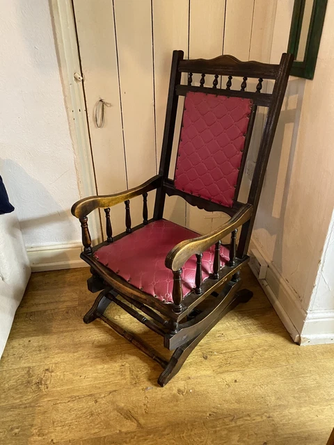 ANTIQUE AMERICAN SPRING Loaded Rocking Chair Early 1900’s £182.72 ...