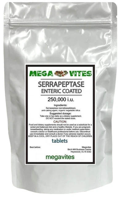 SERRAPEPTASE ENTERIC TABLETS 250,000iu x 60 - ANTI-INFLAMMATORY ...